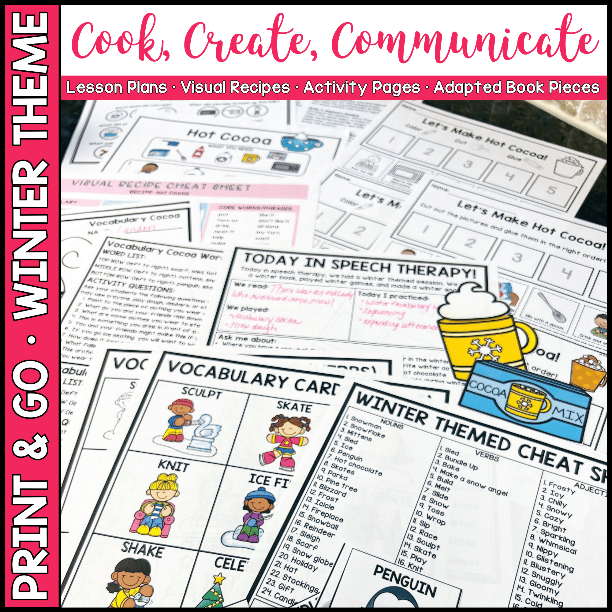 WINTER Themed Speech Therapy Activity Pack | Cook, Create, Communicate ...