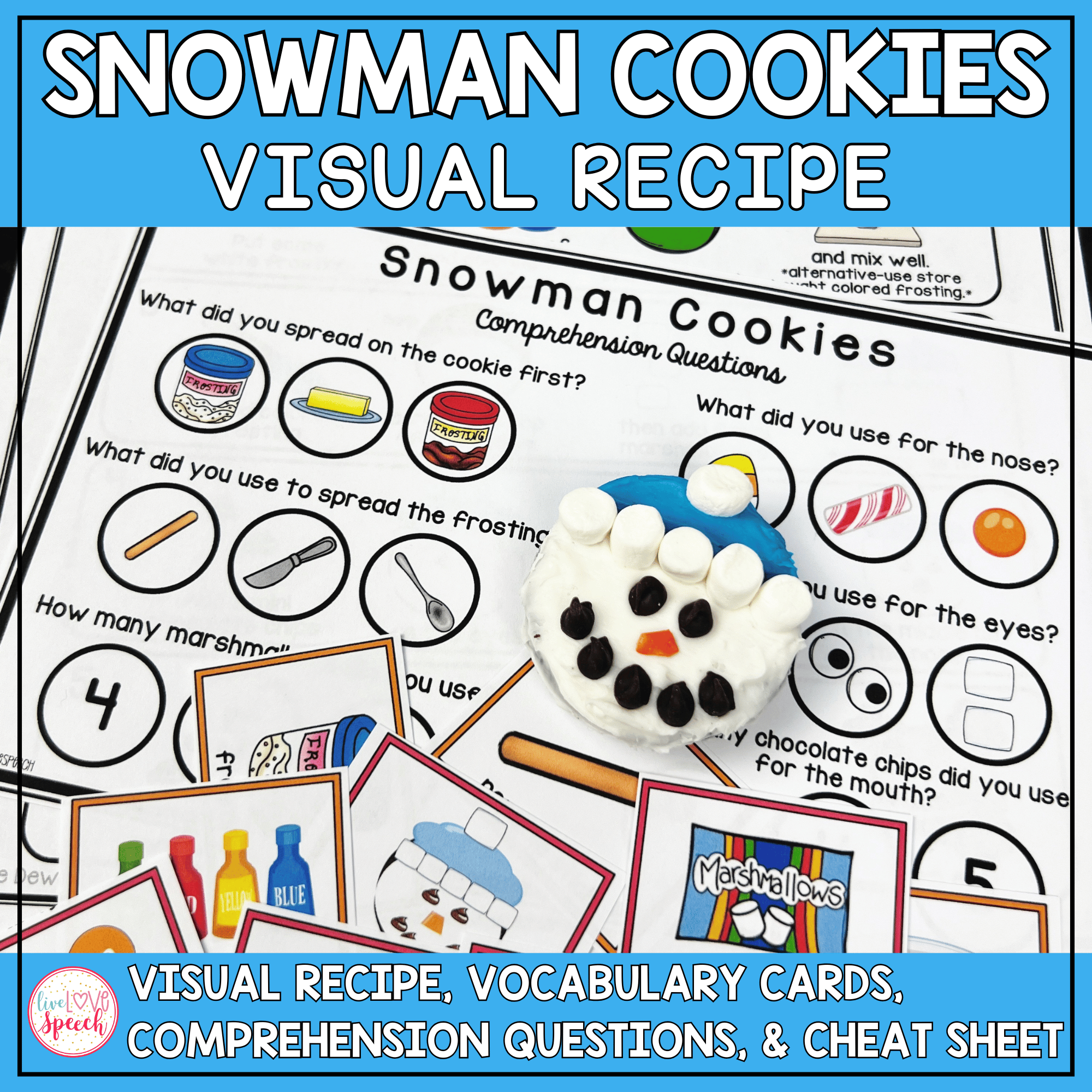 Snowman Cookie Visual Recipe | Winter Themed Visual Recipe for Speech ...