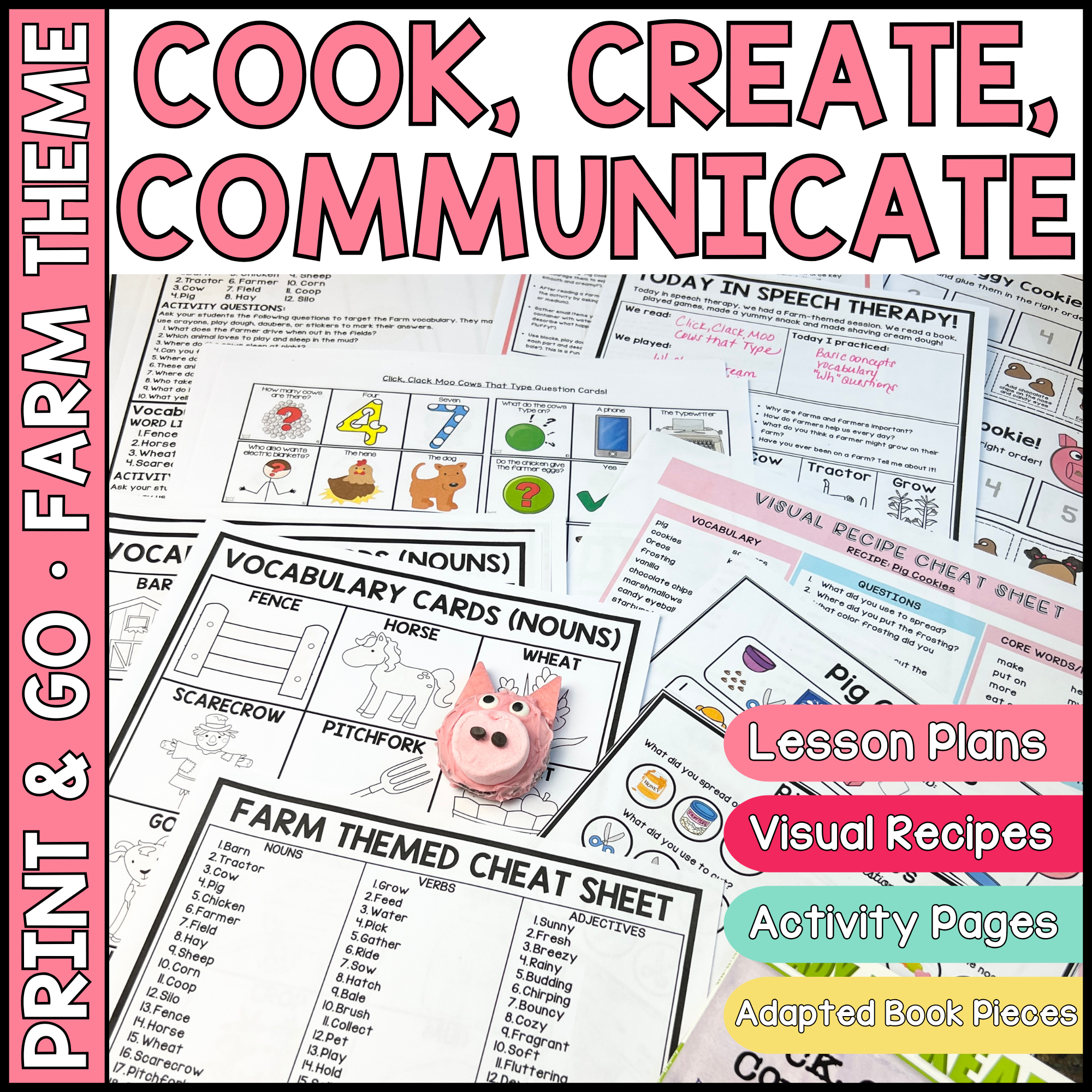 Farm Themed Speech Therapy Activity Pack | Cook, Create, Communicate ...