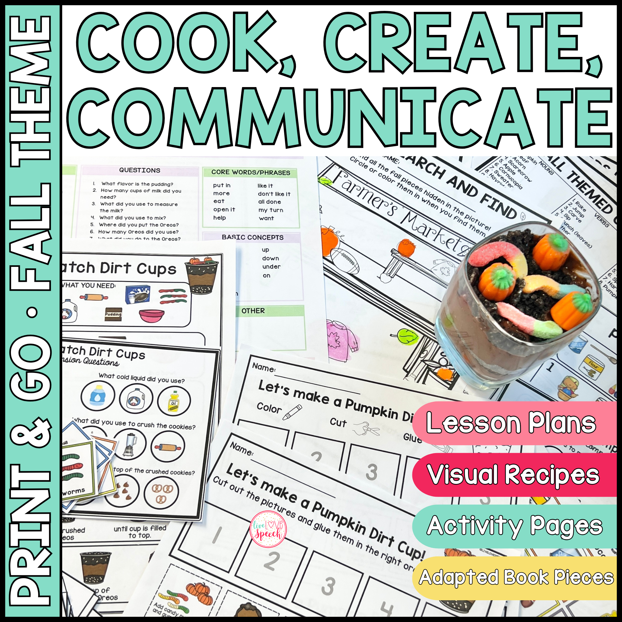 Fall Themed Speech Therapy Activity Pack | Cook, Create, Communicate ...