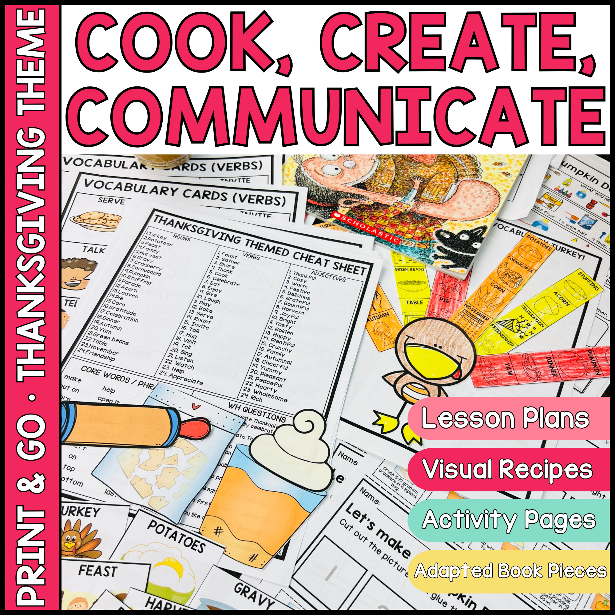 Thanksgiving Themed Speech Therapy Activities | Cook, Create, Communic ...