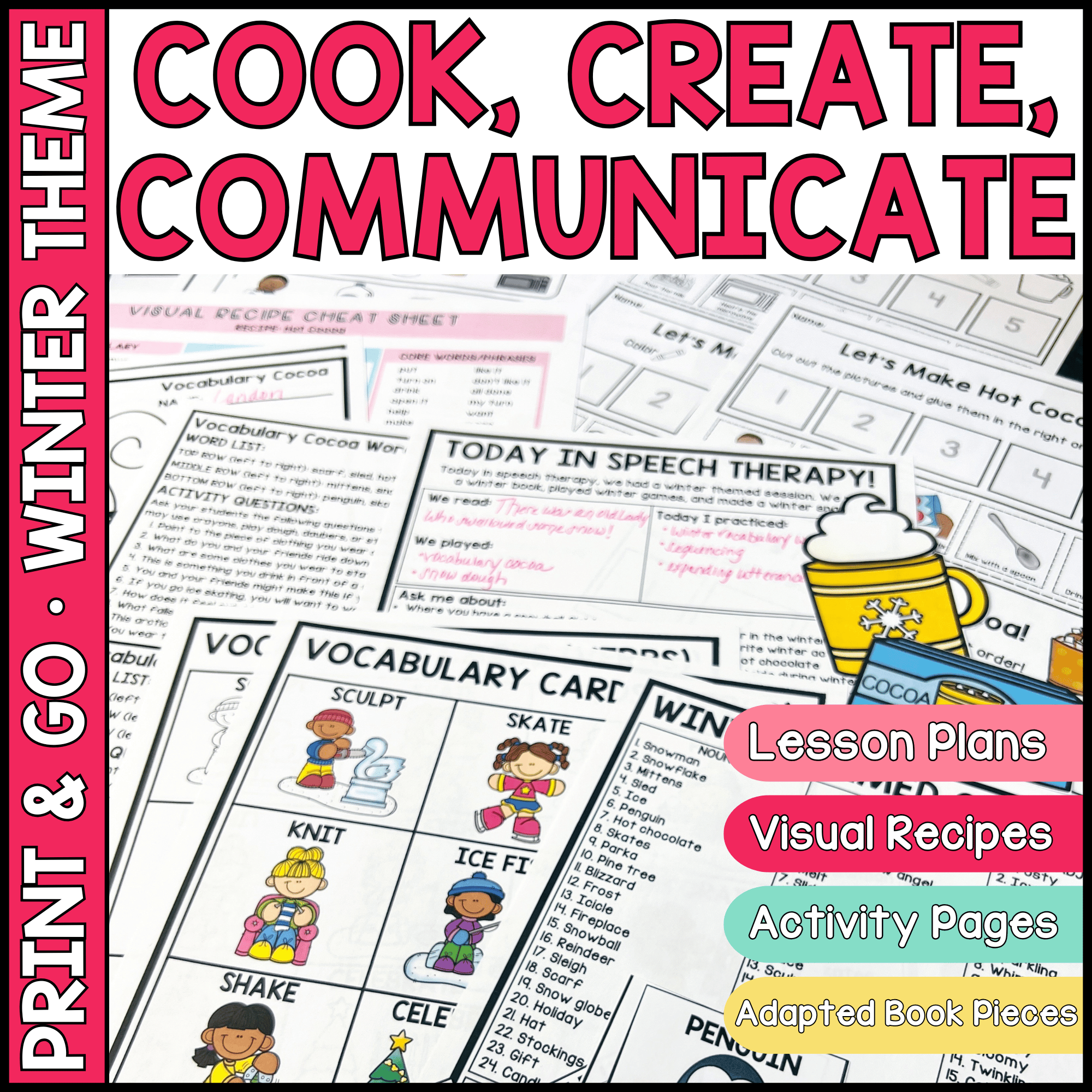 WINTER Themed Speech Therapy Activity Pack | Cook, Create, Communicate ...
