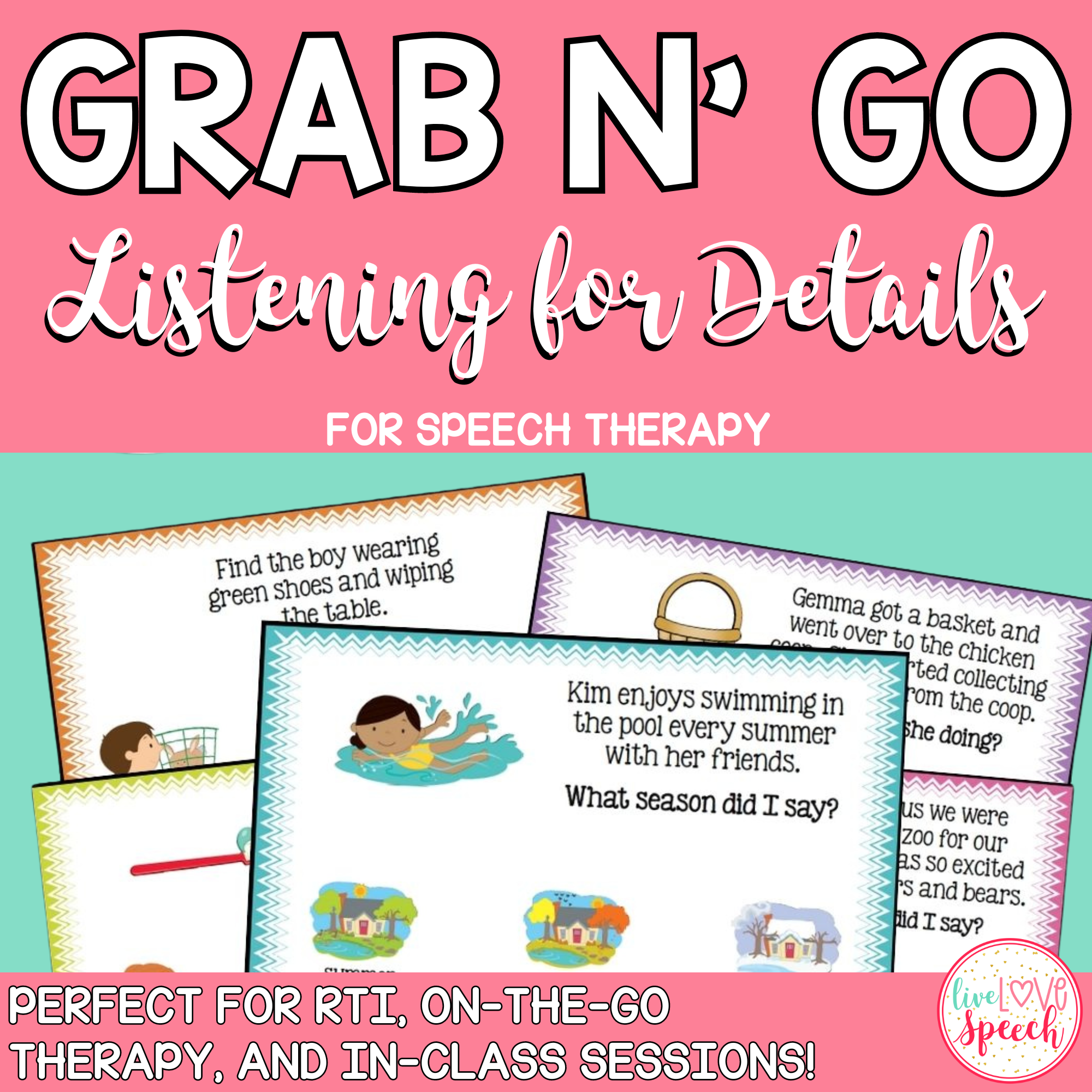 Grab N' Go Listening for Details | Speech Therapy – Live Love Speech