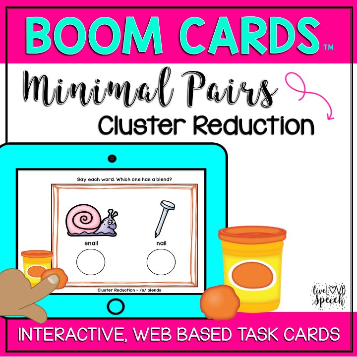 Cluster Reduction Minimal Pairs BOOM Cards™ | Speech Therapy | Distanc ...