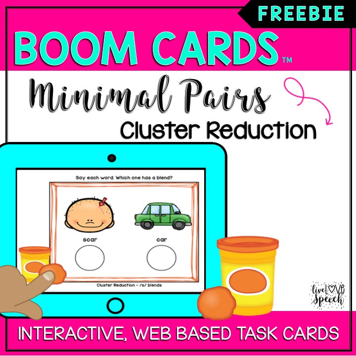 Cluster Reduction Minimal Pairs Boom Cards™ | FREEBIE | Speech Therapy ...