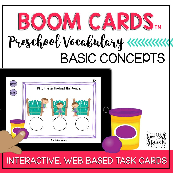 Preschool Vocabulary BASIC CONCEPTS Boom Cards™ | Speech Therapy – Live ...