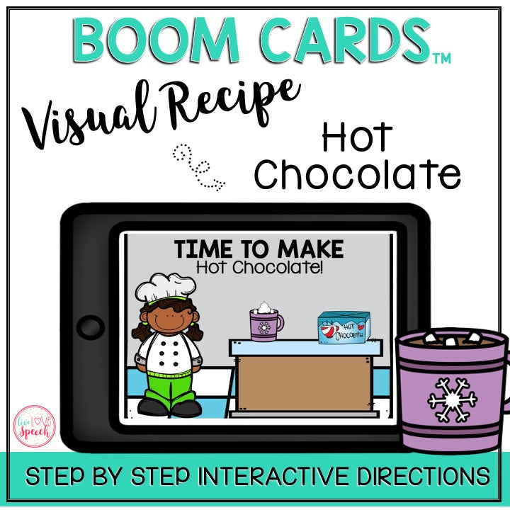 Visual Recipe BOOM Cards™ | MAKING HOT CHOCOLATE | Speech Therapy ...