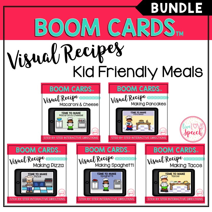 Visual Recipe BOOM Cards™ BUNDLE | KID FRIENDLY MEALS | Speech Therapy ...