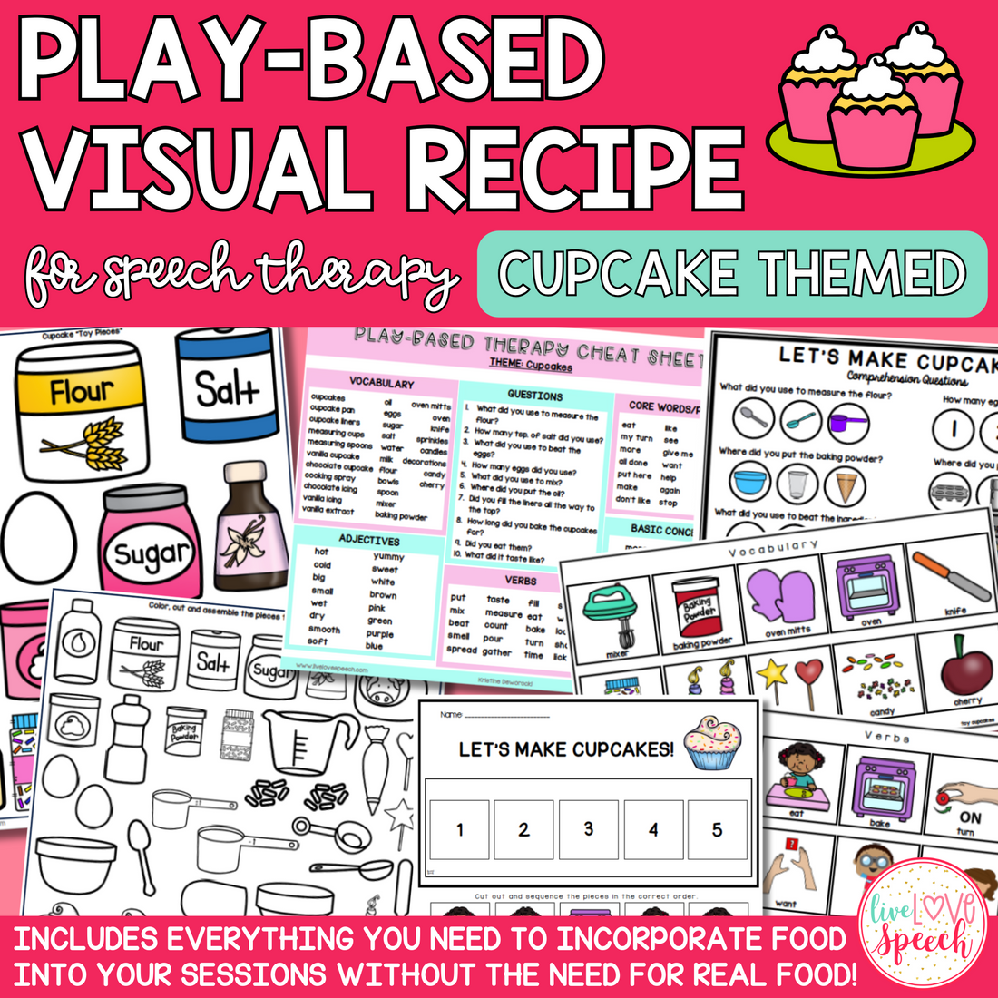 Play-Based Visual Recipe Resource for Speech Therapy | Cupcake Themed ...