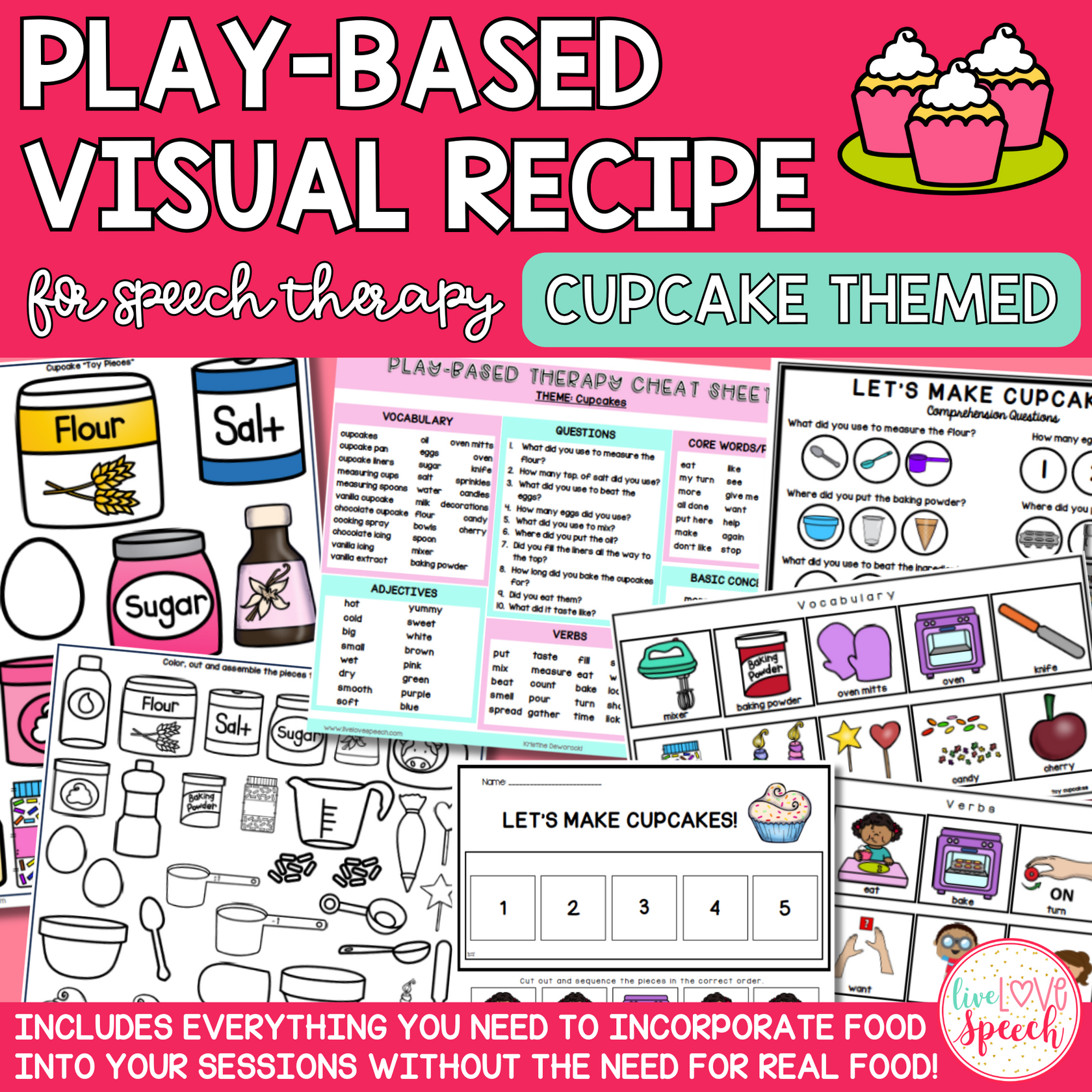 Play-Based Visual Recipe Resource for Speech Therapy | Cupcake Themed ...
