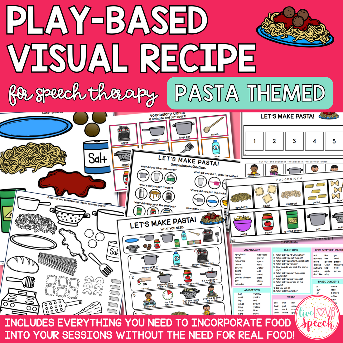 Play-Based Visual Recipe Resource for Speech Therapy | Pasta Themed ...