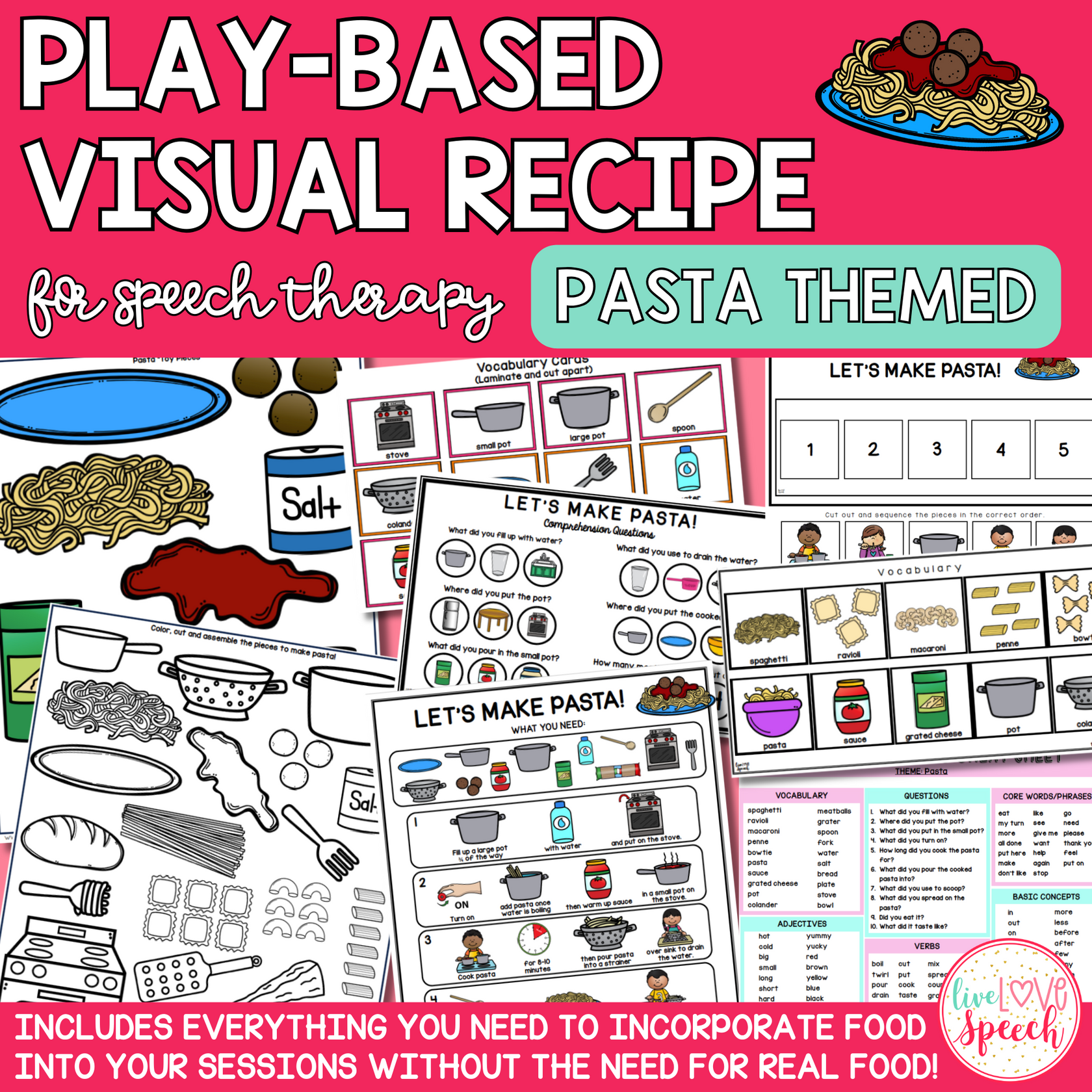 Play-Based Visual Recipe Resource for Speech Therapy | Pasta Themed ...