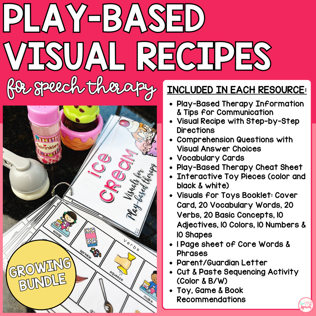 Play-Based Visual Recipe Resource for Speech Therapy | GROWING BUNDLE ...
