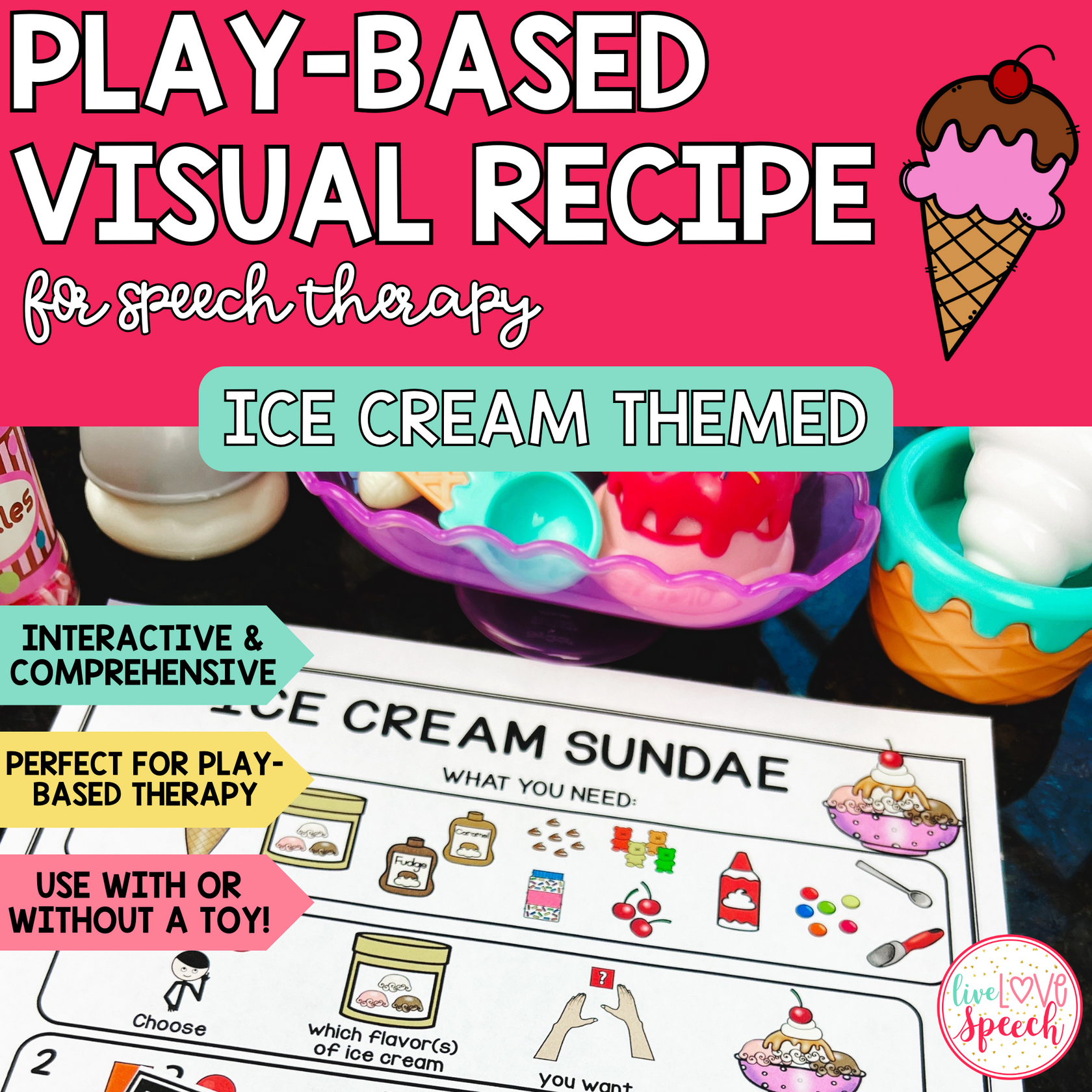 Play-Based Visual Recipe Resource for Speech Therapy | Ice Cream Theme ...