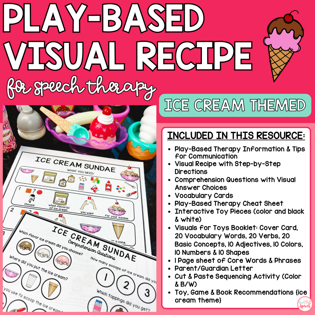 Play-Based Visual Recipe Resource for Speech Therapy | Ice Cream Theme ...