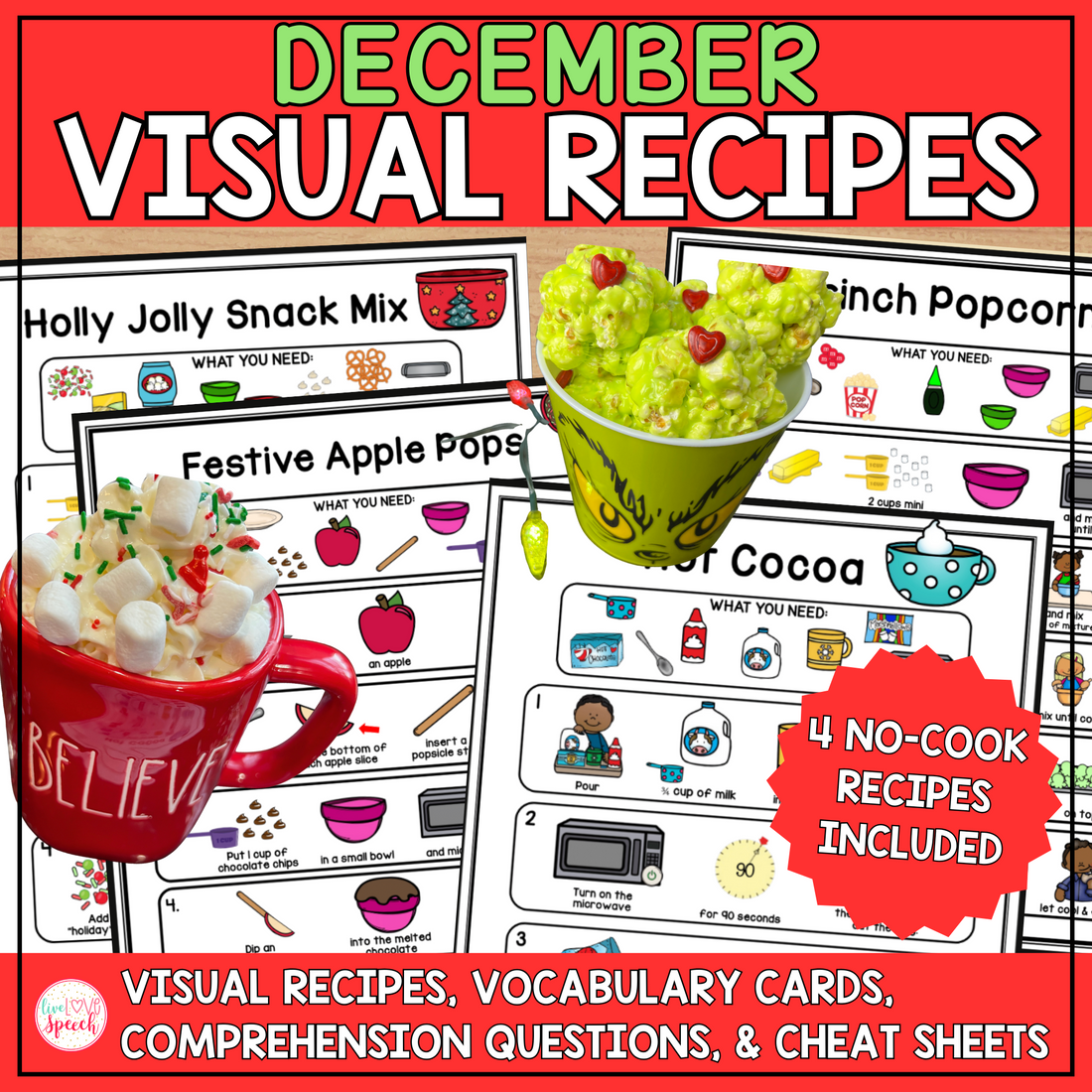 December Visual Recipes | Speech Therapy | Cooking with Kids | Life Sk ...