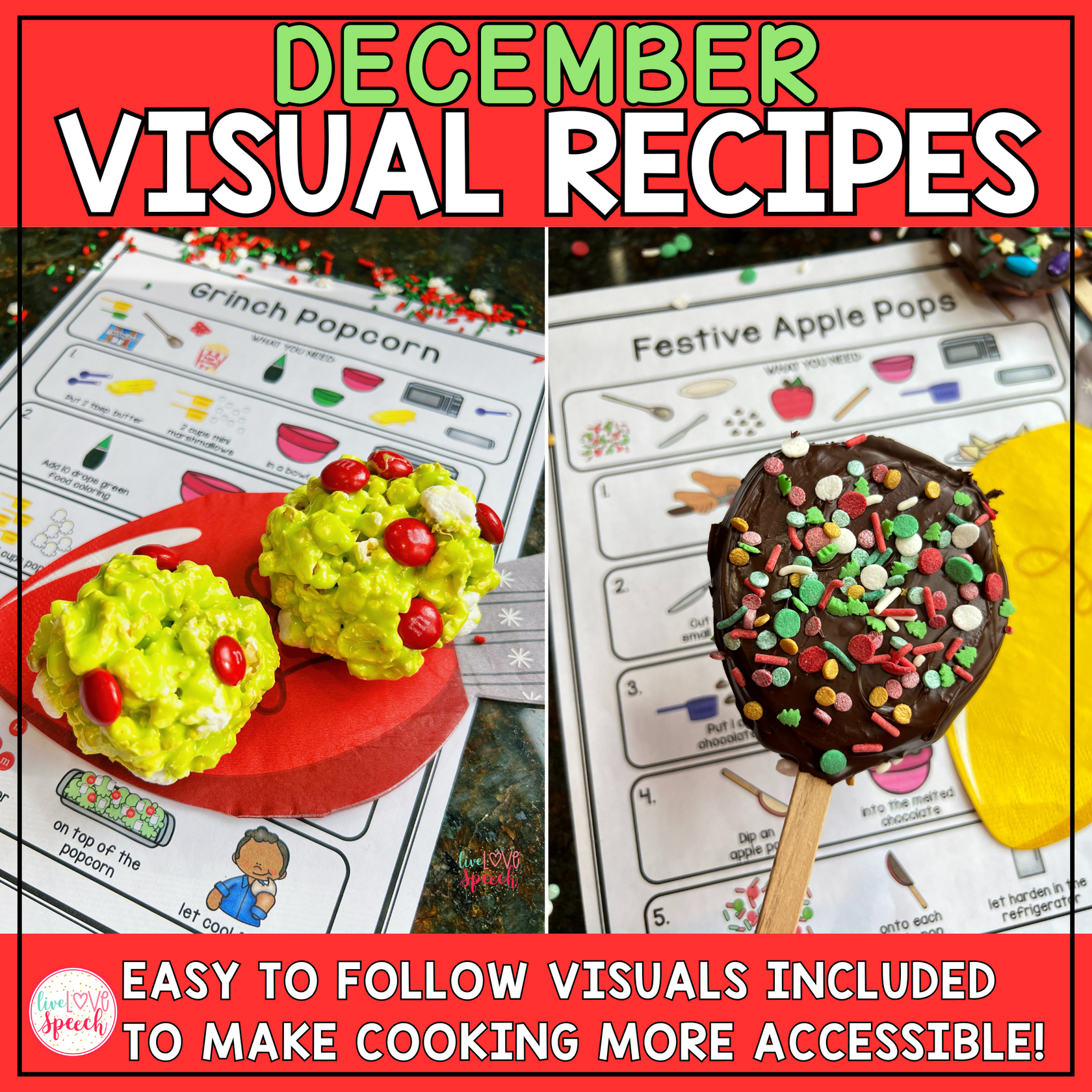December Visual Recipes | Speech Therapy | Cooking with Kids | Life Sk ...
