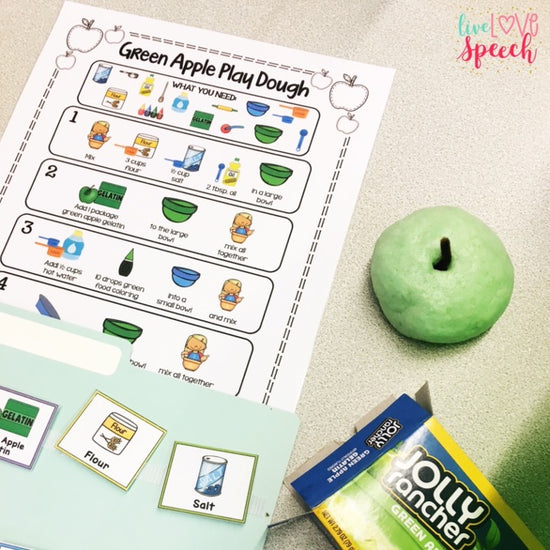 Green Apple Dough Visual Recipe | FREEBIE | Speech Therapy – Live Love ...