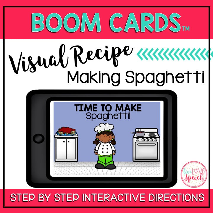 Visual Recipe BOOM Cards™ | MAKING SPAGHETTI | Speech Therapy – Live ...