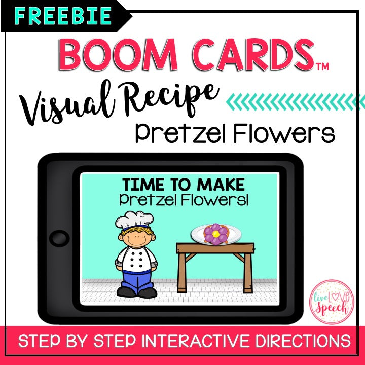 {FREEBIE} Visual Recipe BOOM Cards™ | Pretzel Flowers | Speech Therapy ...